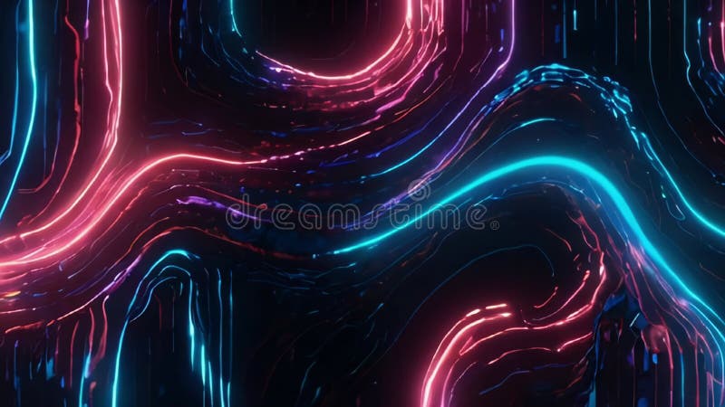 A Digital Animation of Bright Blue and Red Abstract Neon Lights ...