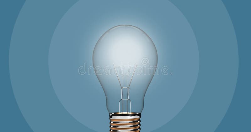 Digital Animation of Bright Bulb Moving Back and Forth Against Blue ...