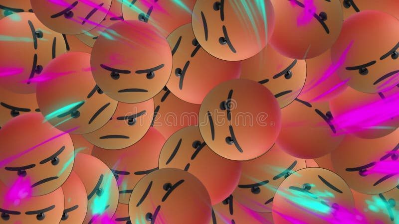 Digital Animation of Colorful Digital Waves Over Multiple Angry Face ...