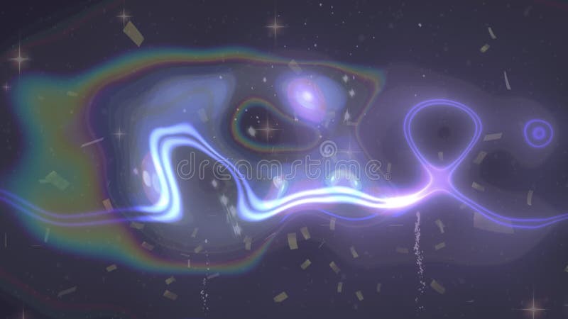 Digital Animation of Confetti Falling, Shining Stars and Digital Waves ...