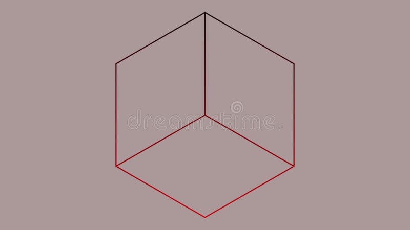 Digital Animation of Cube Shape Outline Forming Against Grey Background ...