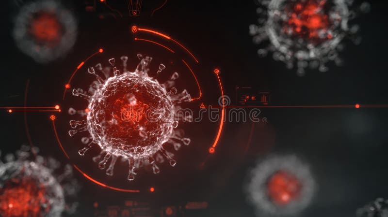 Digital Animation Depicting Virus Multiplication Process with Alert ...