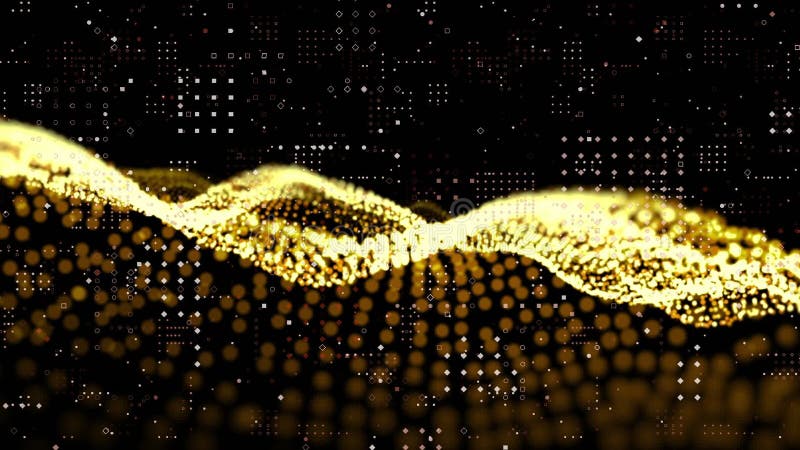Digital Animation of Dots Design Pattern Over Yellow Digital Waves ...