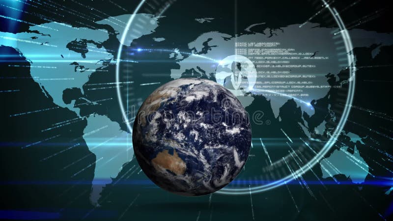 Digital Earth Rotating on a Earth Map Stock Video - Video of highdef ...