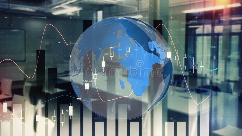 Digital Red Earth Rotating Against Dark Cloudy Sky Stock Video - Video ...