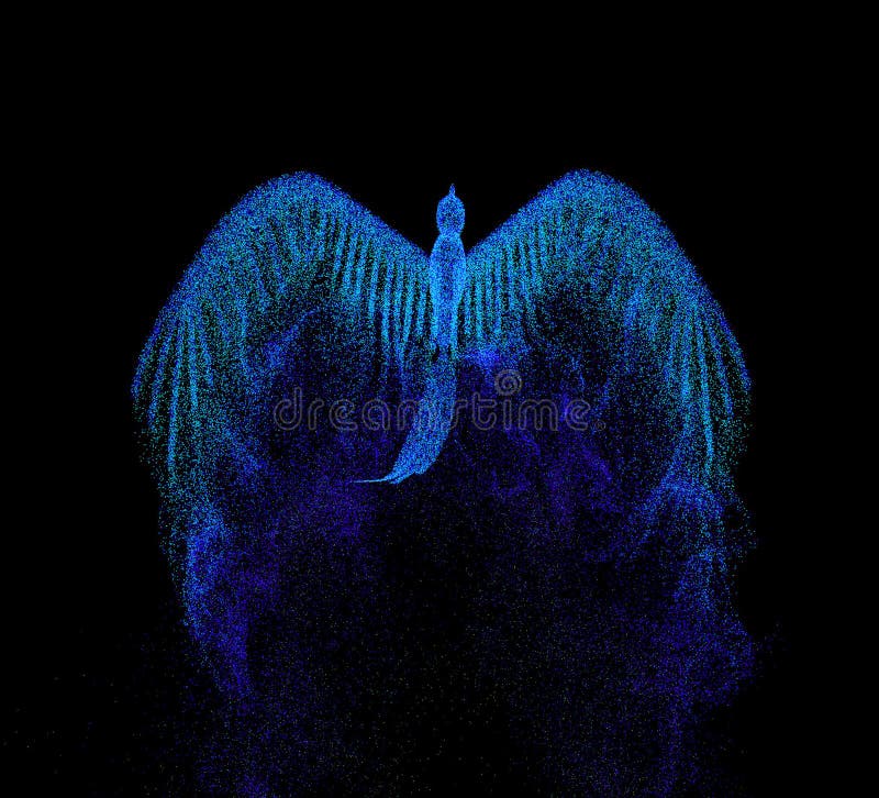 Digital Animation of a Fenix and Flames that Lighting Up on Neon Style ...