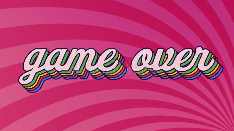 Digital Animation of Game Over Text with Rainbow Shadow Effect Against ...