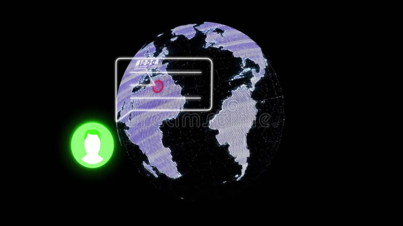 Digital Animation of Globe with Data Overlay and Green User Icon on ...