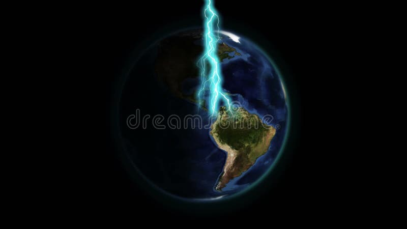 Lightning and the earth stock video. Video of worldwide - 150280329