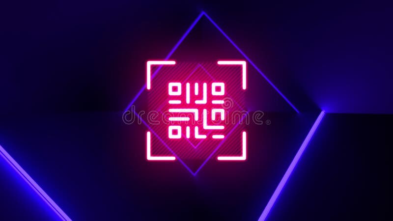 Digital Animation of Glowing Neon Pink Qr Code Against Glowing Neon ...