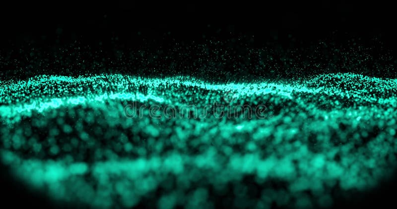 Digital Animation of Green Digital Wave Moving Against Black Background ...