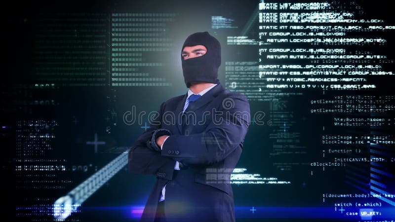 Digital Animation of Hacker Standing with Arms Crossed Stock Footage ...