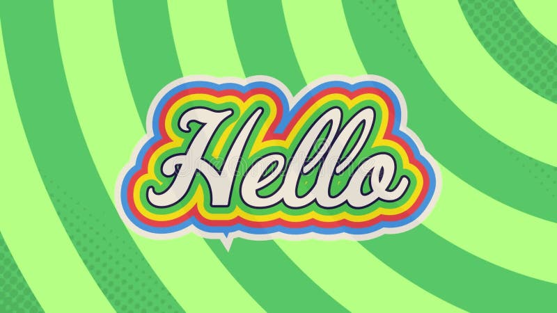 Digital Animation of Hello Text with Rainbow Shadow Effect Against ...