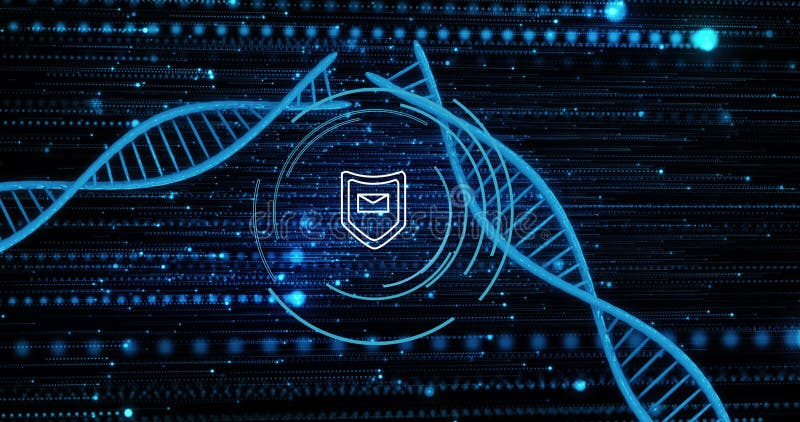 Digital Animation of Hexagonal Shapes in Seamless Motion Against Round Scanner and Data ...