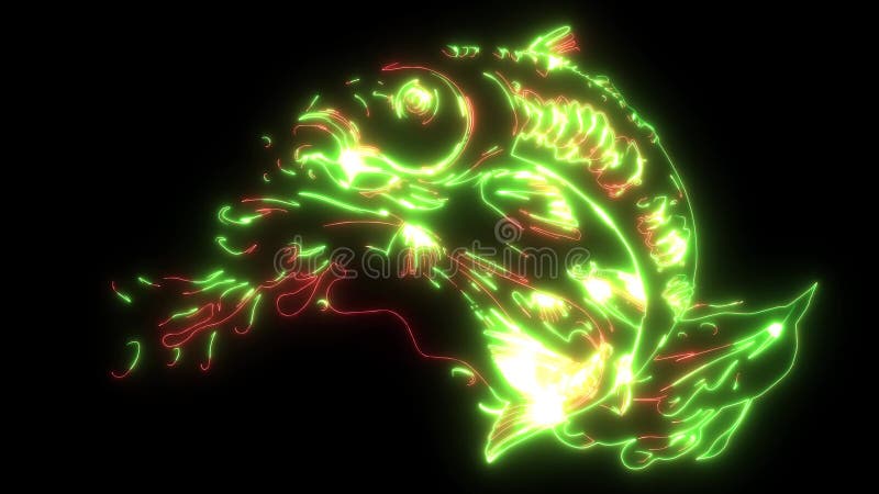 Neon Animation of Carp Fish Stock Video - Video of carp, catch: 318452005