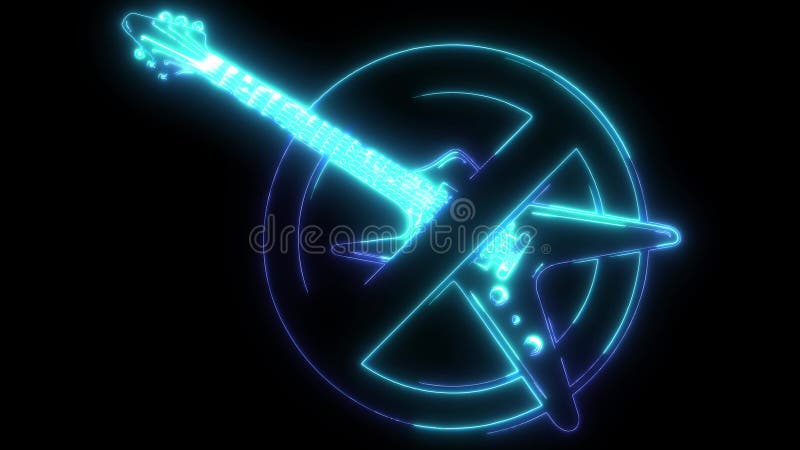 Neon Animation of Electric Guitar Stock Video - Video of acoustic ...