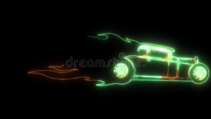 Neon Animation of Hot Rod Car Stock Footage - Video of restoring ...