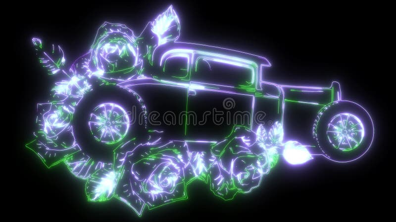 Neon Animation of Hot Rod Car Stock Video - Video of sports, obsolete ...