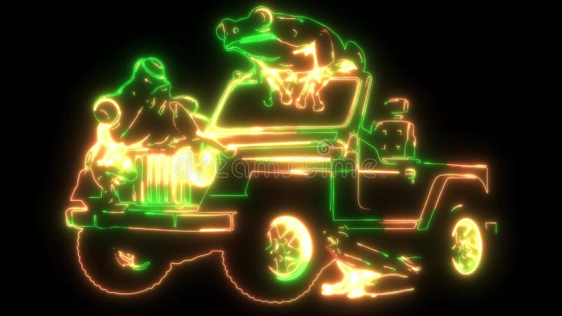 Neon Animation of Hunter Car Jeep Stock Footage - Video of adventure ...