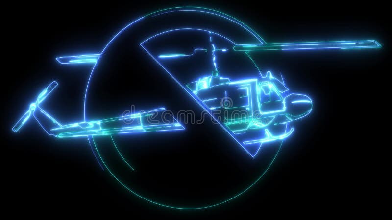 Neon Animation of Military Helicopter Flying Stock Video - Video of ...