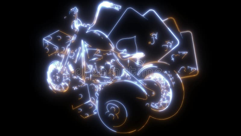 Neon Animation of Custom Motorcycle Chopper Stock Video - Video of ...