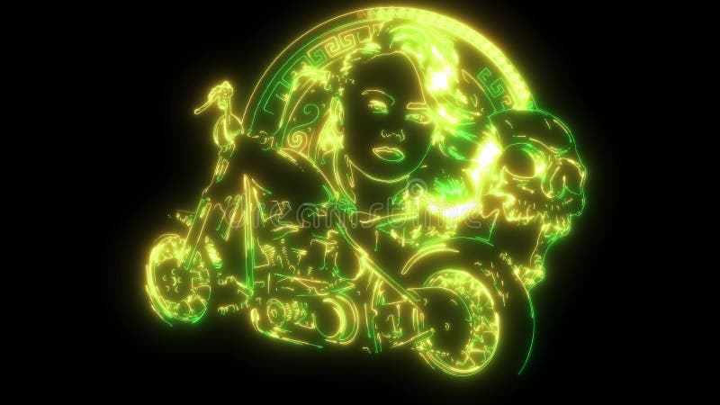 Neon Animation of Custom Motorcycle Chopper Stock Footage - Video of ...