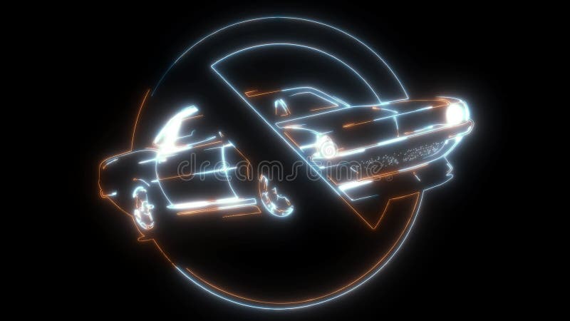 Neon Animation of Muscle Car Stock Footage - Video of shiny, american ...