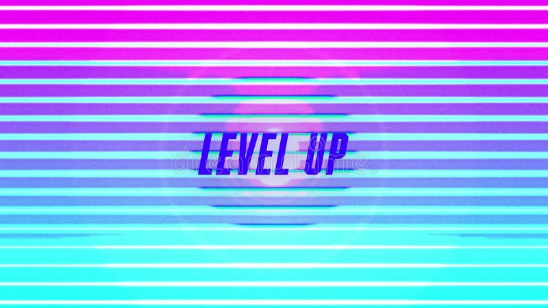 Digital Animation of Level Up Text Against Colorful Concentric Circles ...