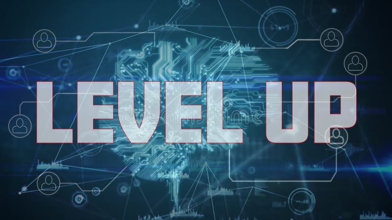 Level Up Text Against Data Processing Stock Footage - Video of data ...