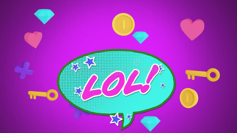 Digital Animation of Lol Text on Speech Bubble Against Multiple Diamond ...