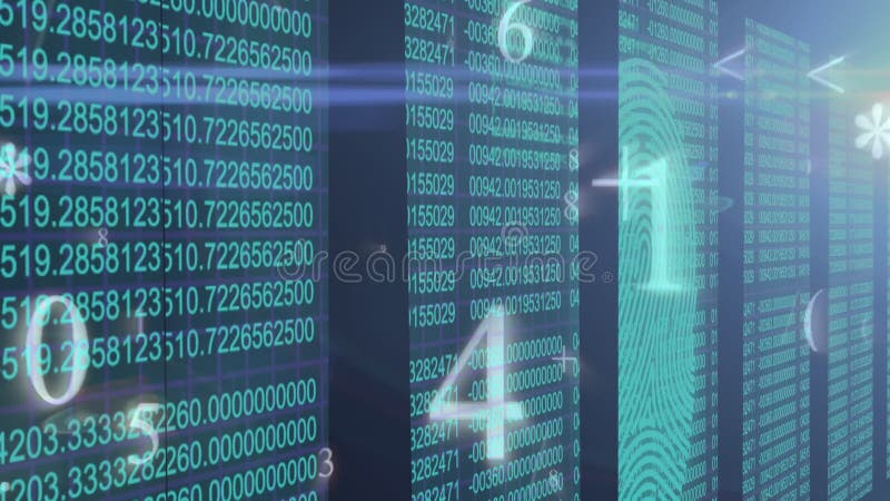 Mathematical Symbols and Numbers Moving Against Data Processing Stock ...