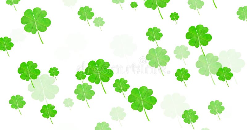 Digital Animation of Multiple Clover Leaves Floating Against White ...