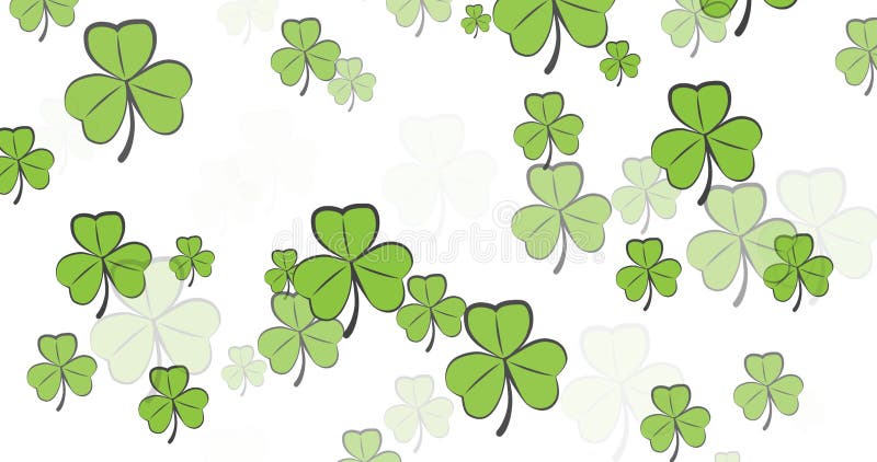 Digital Animation of Multiple Clover Leaves Floating Against White ...