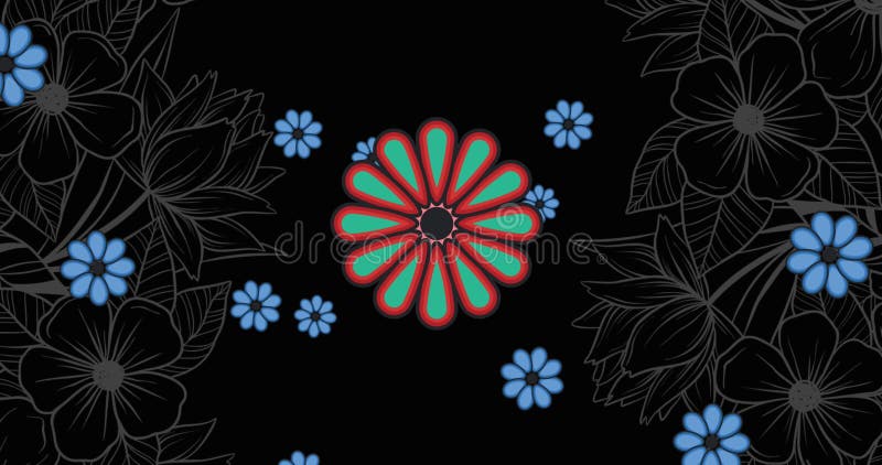 Digital Animation of Multiple Flower Icons Floating with Copy Space ...
