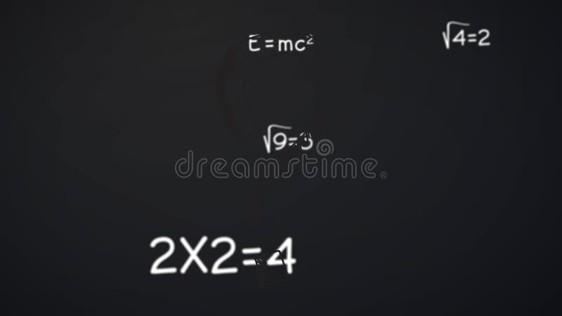 Digital Animation of Multiple Mathematical Equations Floating Against ...