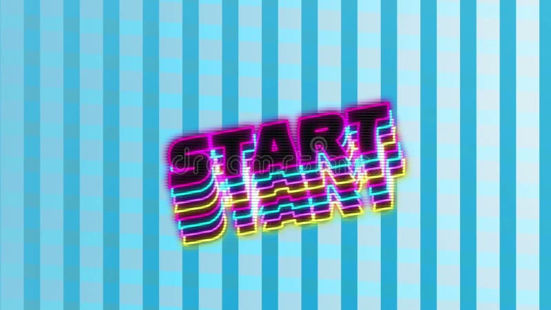 Digital Animation of Neon Start Text with Shadow Effect Against Stripes ...