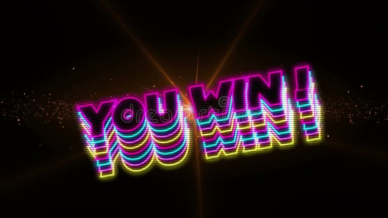 Digital Animation of Neon You Win Text with Shadow Effect Over Red ...