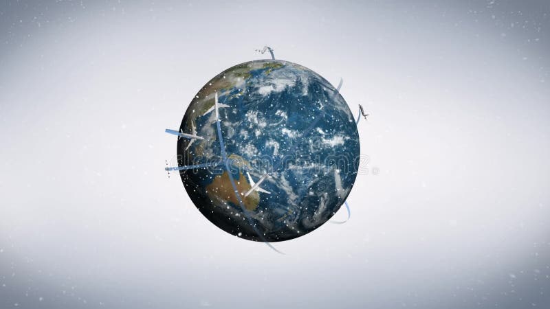 Digital Animation of Plane Flying Around Globe Earth Stock Footage ...