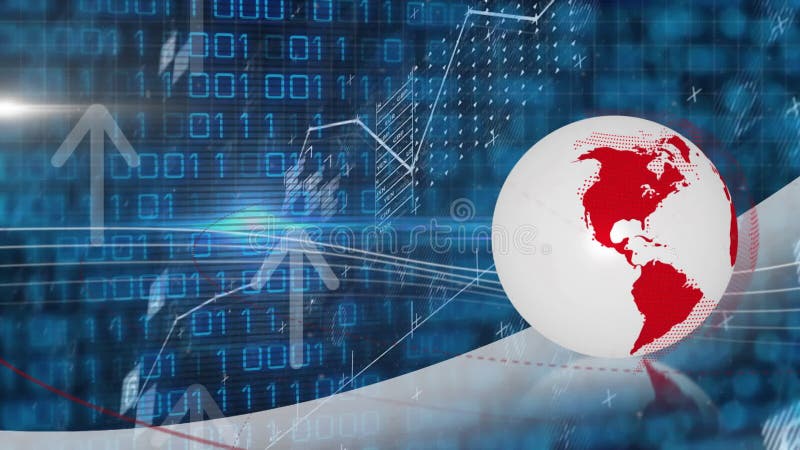 Digital Animation of Red Globe with Binary Code and Financial Graphs Stock Video - Video of ...