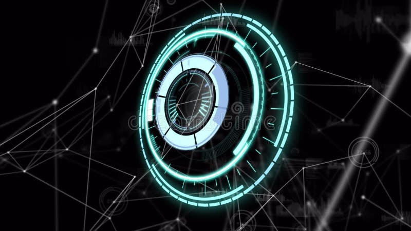 Digital Animation of Round Scanner Against Network of Connections on ...