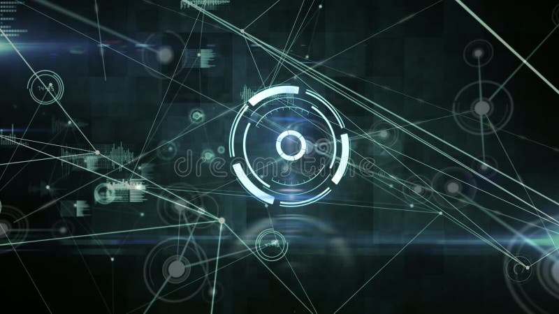 Digital Animation of Round Scanner and Network of Connections Over Spot ...