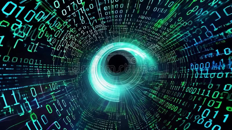 Digital Wormhole Spinning through Binary Code Stock Video - Video of ...