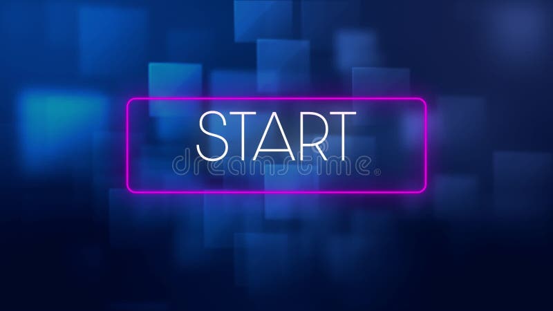 Digital Animation of Start Text on Neon Box Frame Against Multiple ...