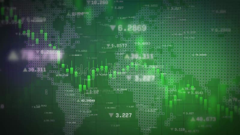 Digital Animation of Stock Market Price Changes. World Map Animation 4k ...