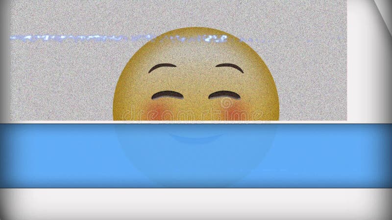 Digital Animation of Tv Static Effect Over Blushing Face Emoji on White ...