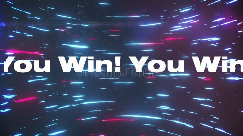 Digital Animation of You Win Text Against Spinning Light Trails on Blue ...
