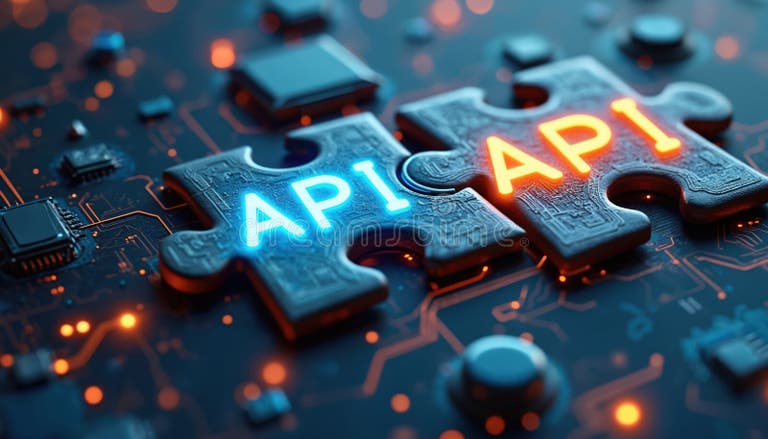 Digital API Integration Concept Interlocking Puzzle Pieces on ...