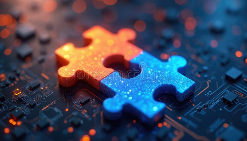 Digital API Integration Concept with Two Interlocking Puzzle Pieces on ...