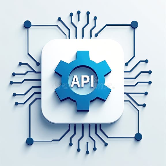 Digital API Technology Concept with Blue Gear Icon Showing API Text ...