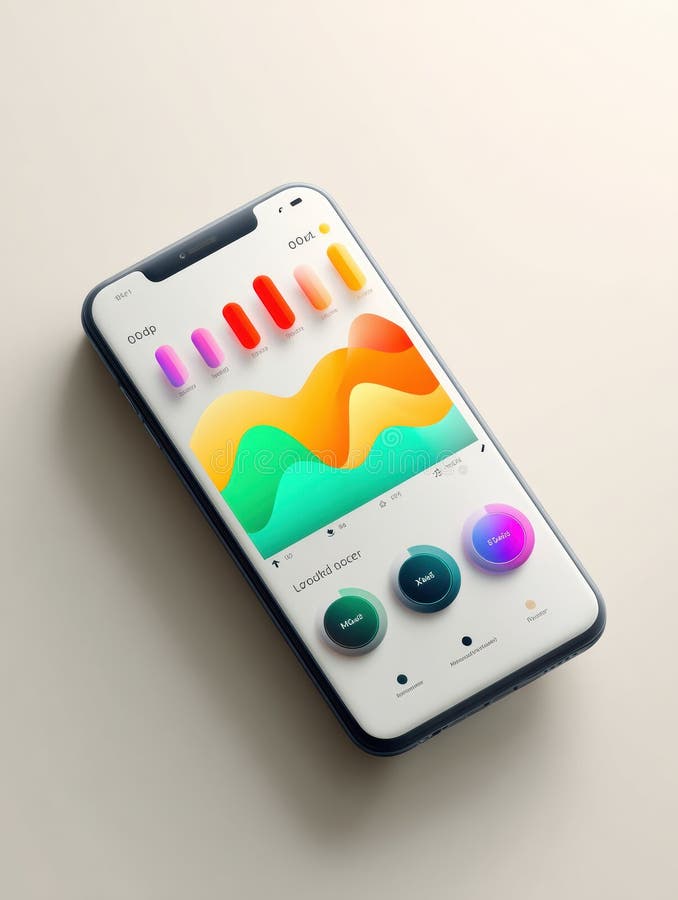 Digital App Mockup for Mood Tracking with Colorful Graphs and Intuitive Interface Displayed on a ...